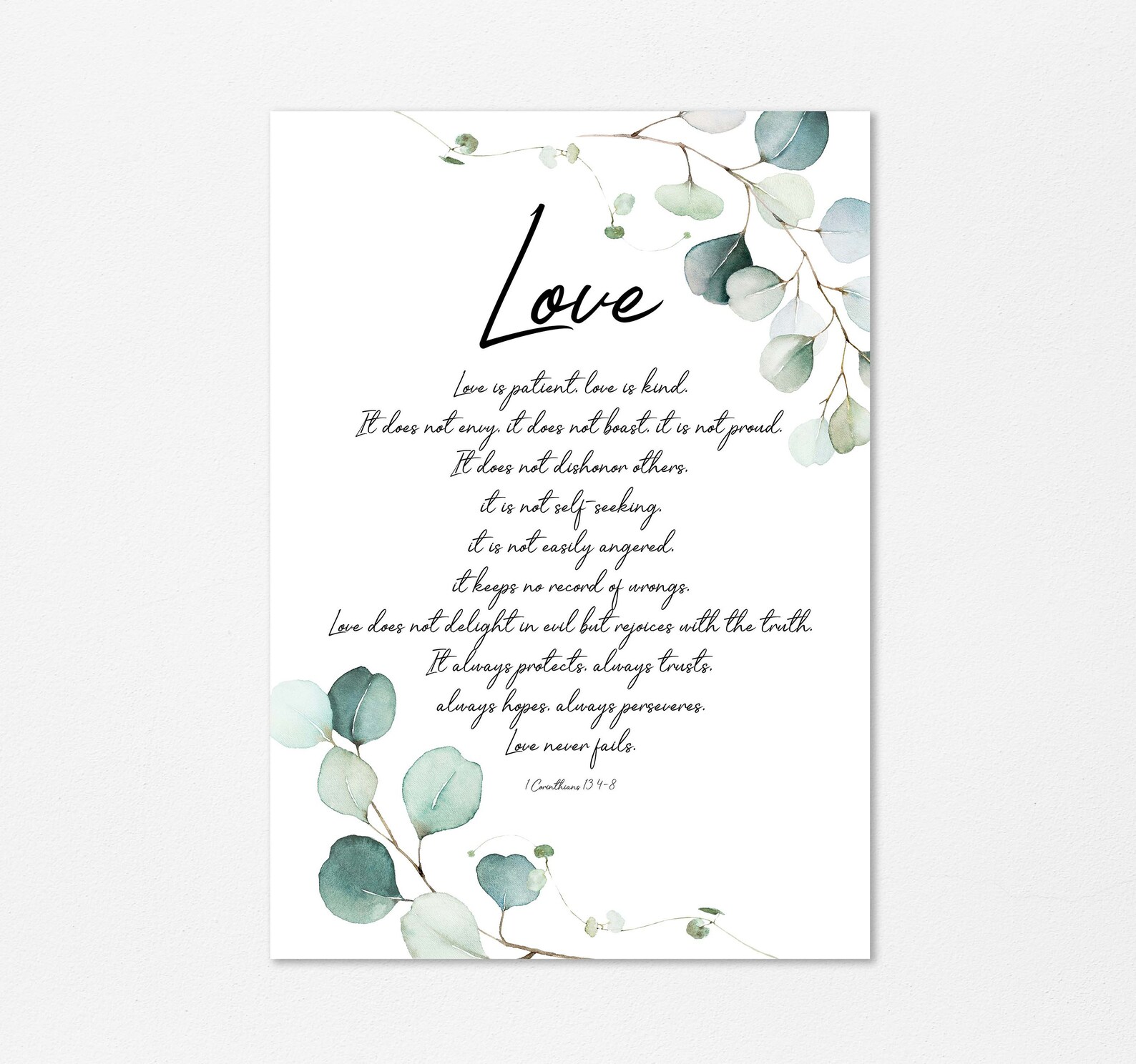 1 Corinthians 13 Love Poster Love Bible Verse Christian | Etsy UK