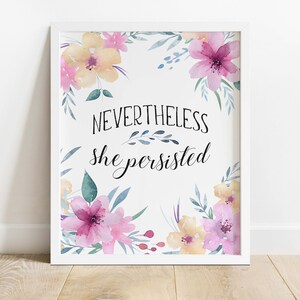 Nevertheless She Persisted Print Motivational Poster - Etsy