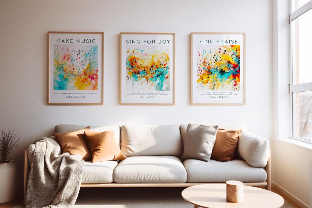 Abstract Musical Bible Verse Wall Art Set A2 Size, 3 Printables ...