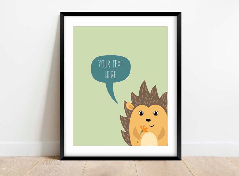 Hedgehog Nursery Print Custom Quote Print Personalised - Etsy