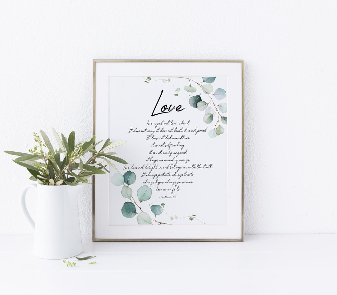 1 Corinthians 13 Love Poster Love Bible Verse Christian - Etsy