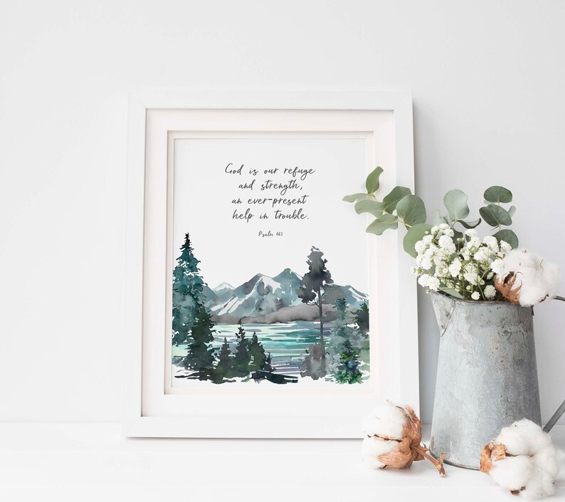Bible Verse Scripture Wall Art Mountain Art for Bedroom - Etsy UK