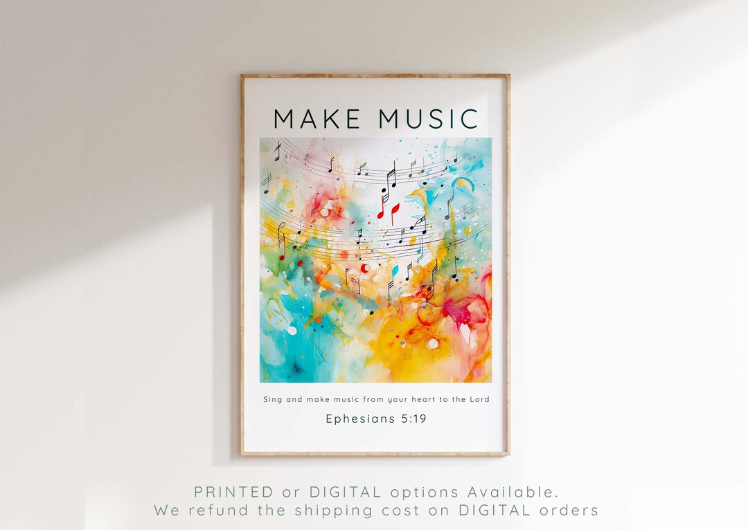 Sing and Make Music Print Scripture Wall Art Modern Abstract Christian ...