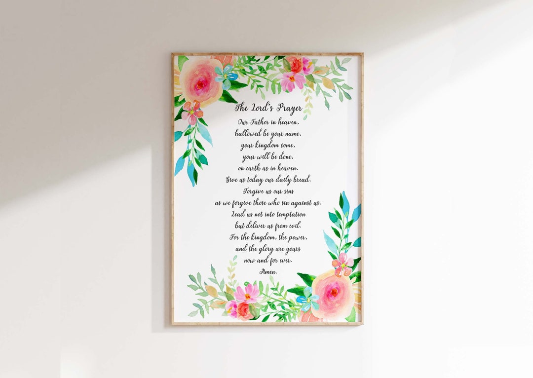 The Lords Prayer Wall Art, the Lord's Prayer Poster, Religious Art ...