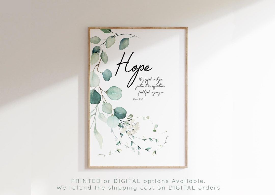 Hope Poster, Romans 12, Religious Art Print, Biblical Wall Art ...
