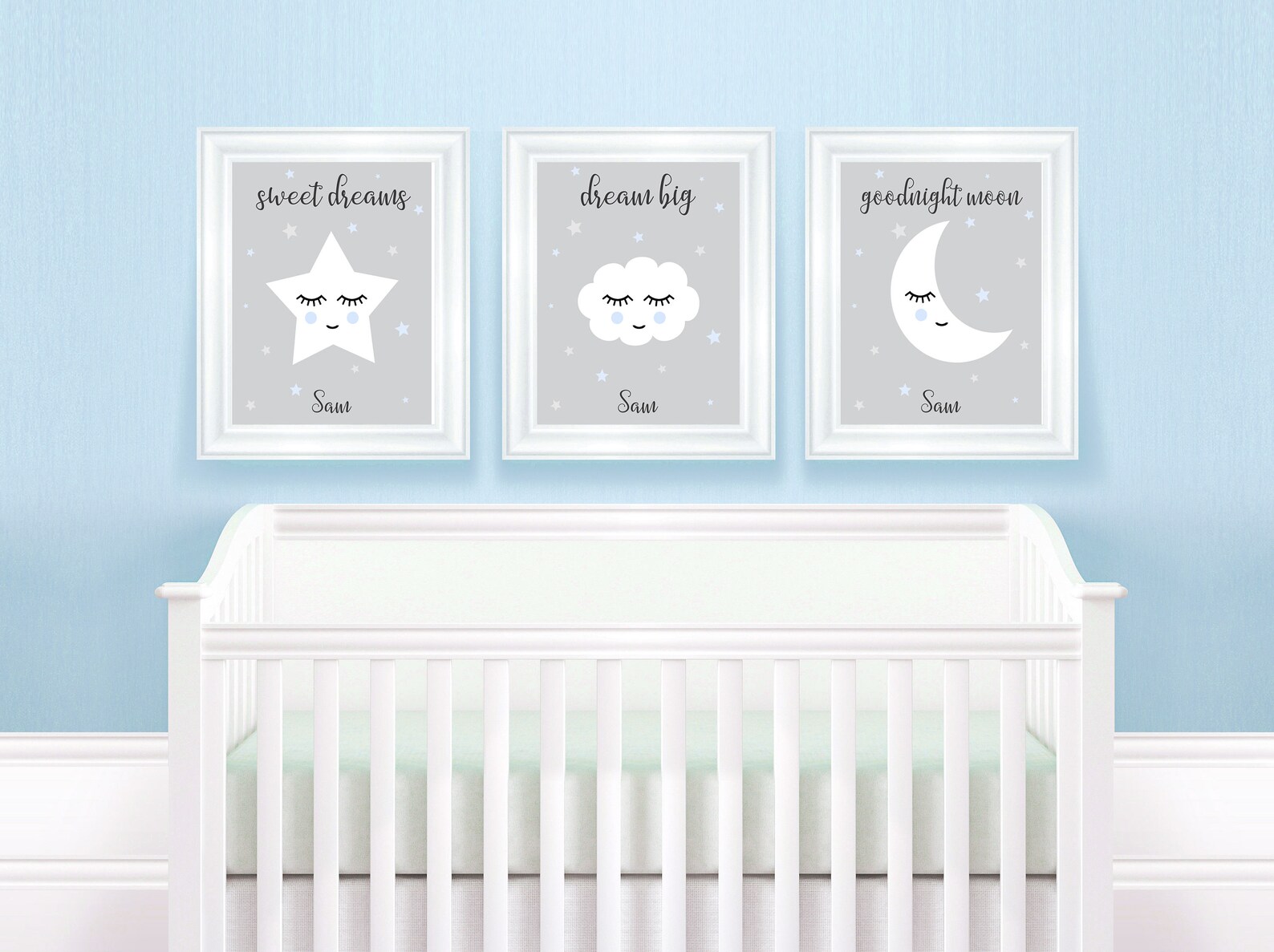 Star and Moon Print Dream Big Bedroom Decor Stars and Cloud | Etsy