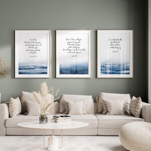 Scripture Wall Art, Abstract Art Set of 3 Prints, Christian Gifts ...