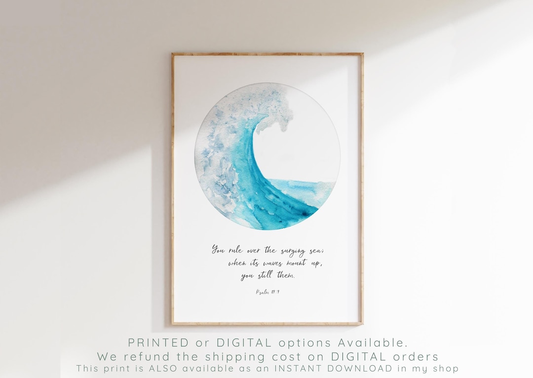 Bible Verse Ocean Watercolor Ocean Print, Encouraging Bible Verse Print ...