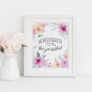 Nevertheless She Persisted Print Motivational Poster - Etsy