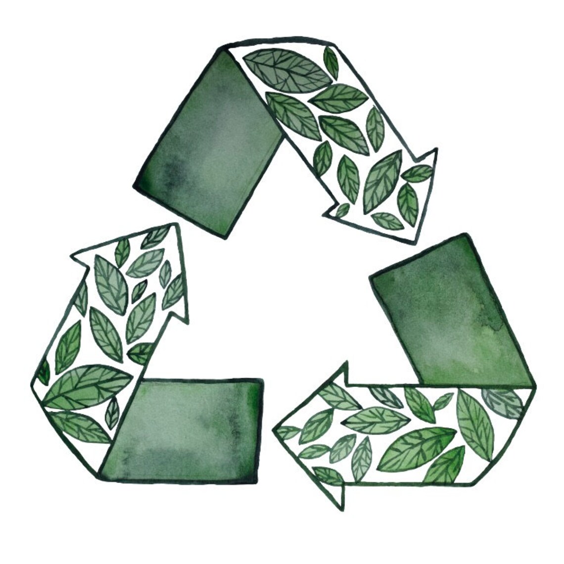 Digital Art, Watercolor Recycle Reuse Sign Floral Clip Art Remaking ...