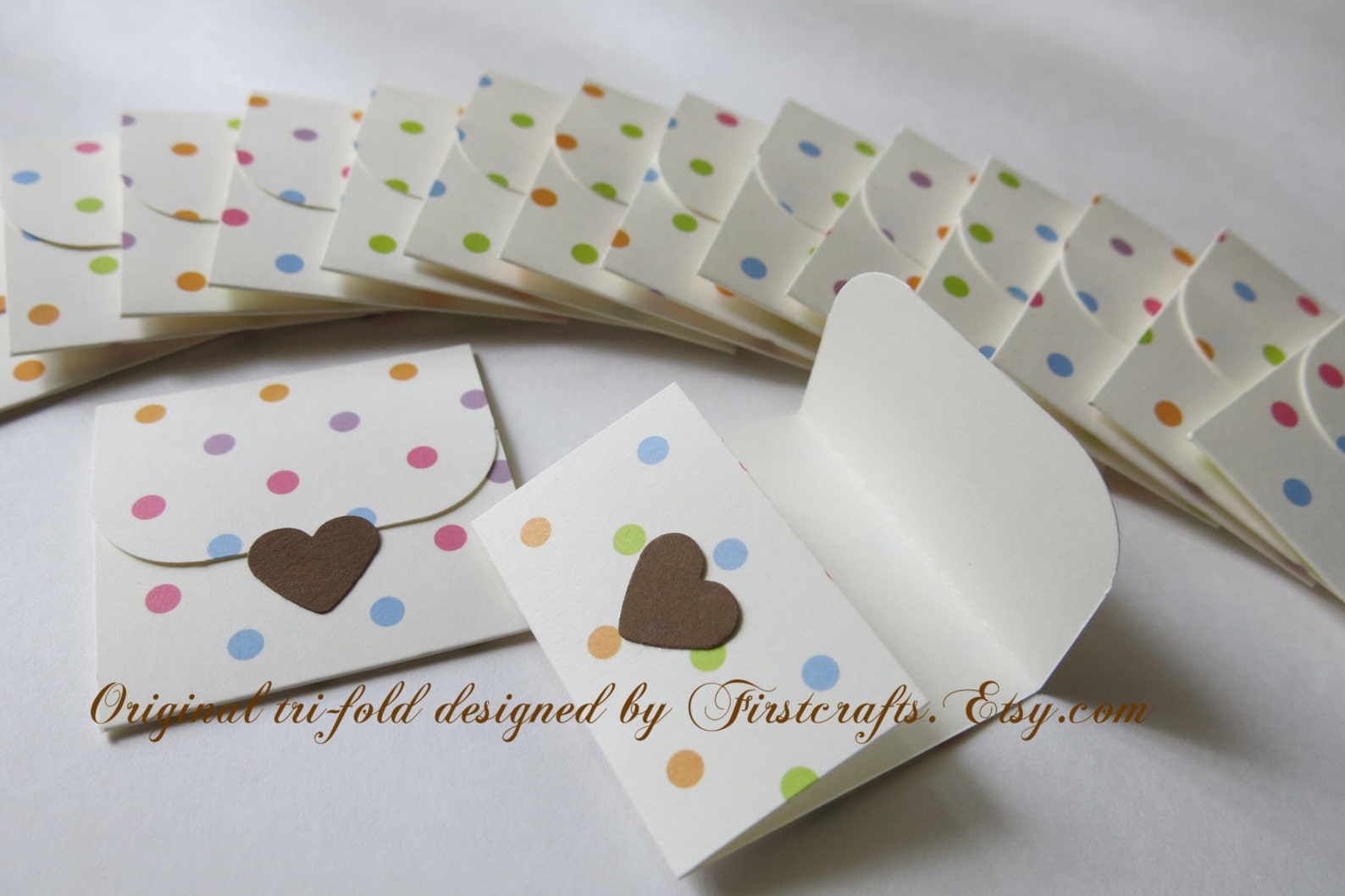 Mini Note Cards Small Cards Mini Notecards Polka Dot Tri-fold Envelope ...