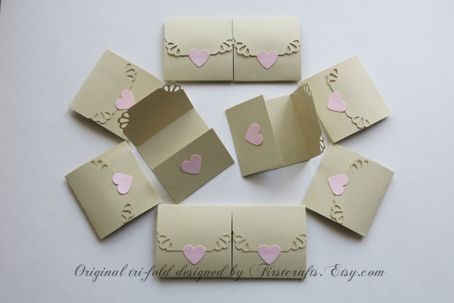 Mini Note Cards Mini Notecards Natural Tan/pink Tri-fold Envelope Mini ...