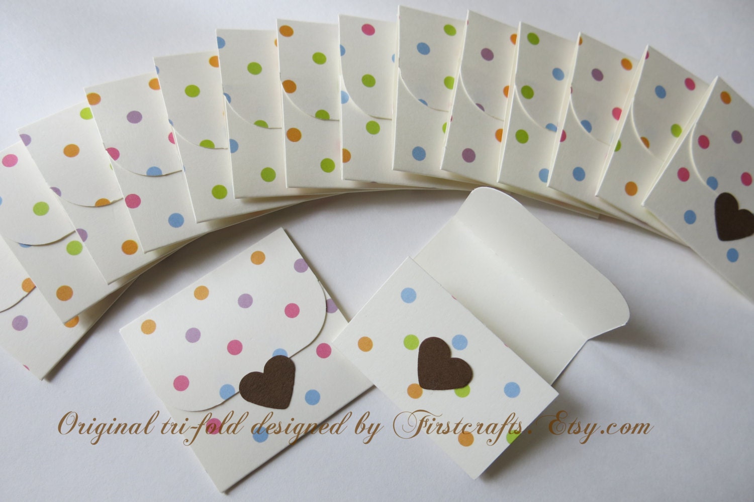 Mini Note Cards Small Cards Mini Notecards Polka Dot Tri-fold Envelope ...