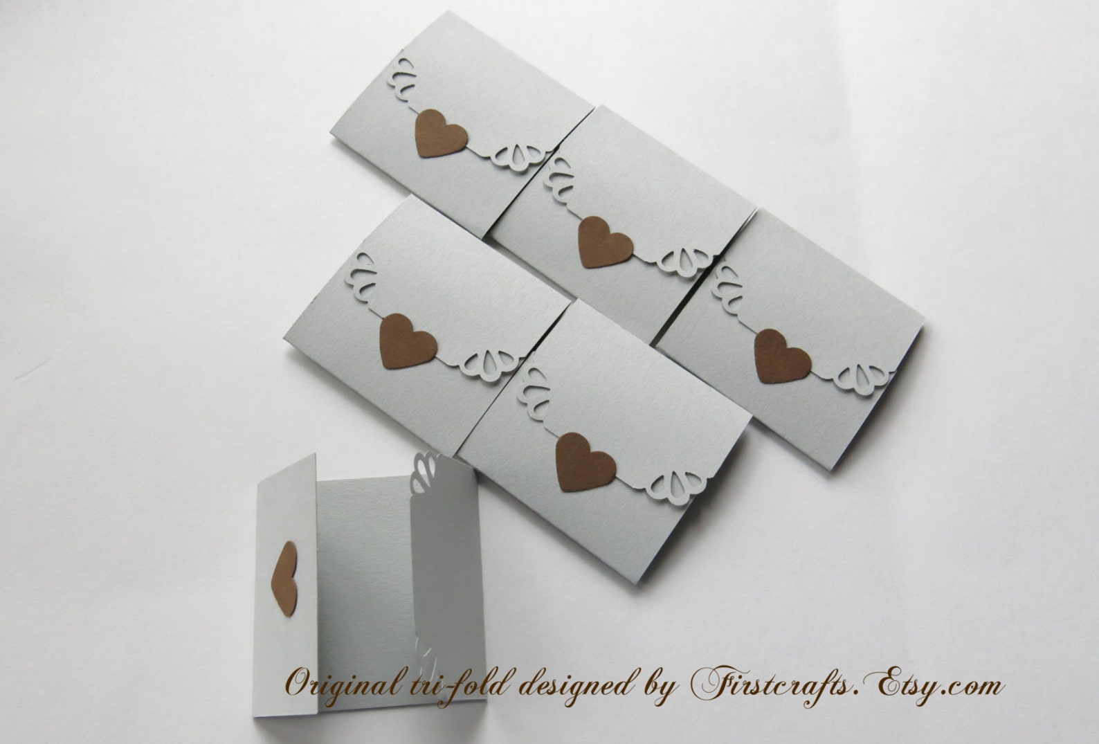 Mini Note Cards- Mini Cards- Small Cards- Gray Cards- Tri-fold Envelope ...