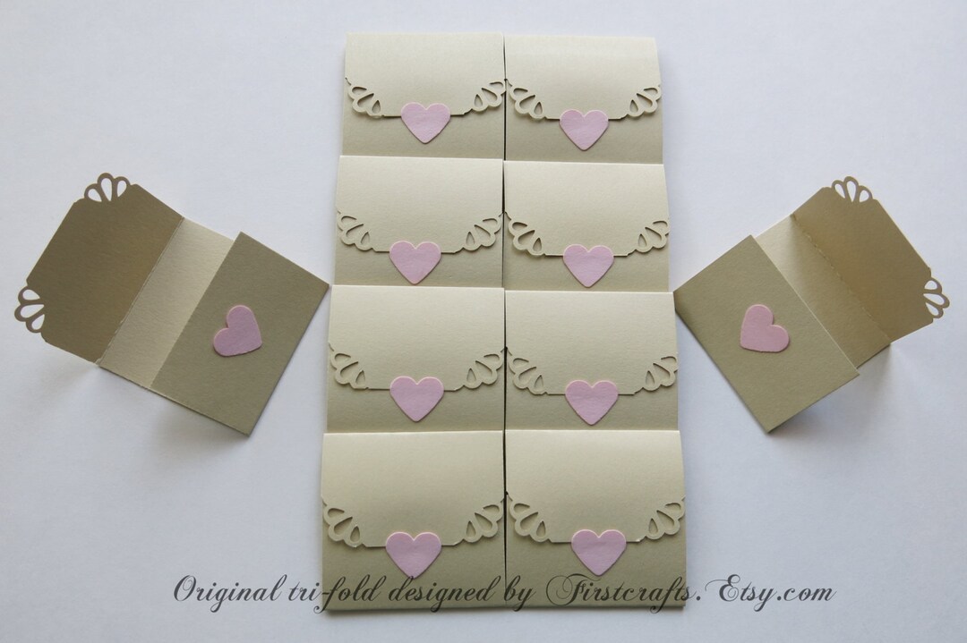 Mini Note Cards Mini Notecards Natural Tan/pink Tri-fold Envelope Mini ...