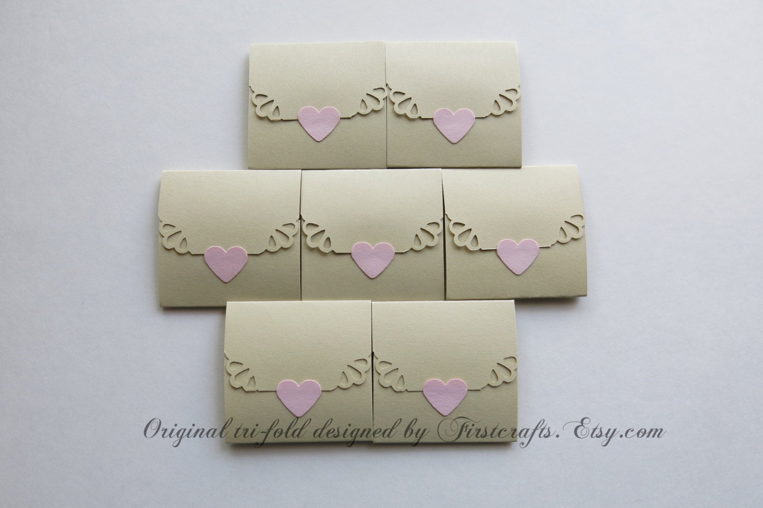 Mini Note Cards Mini Notecards Natural Tan/pink Tri-fold Envelope Mini ...