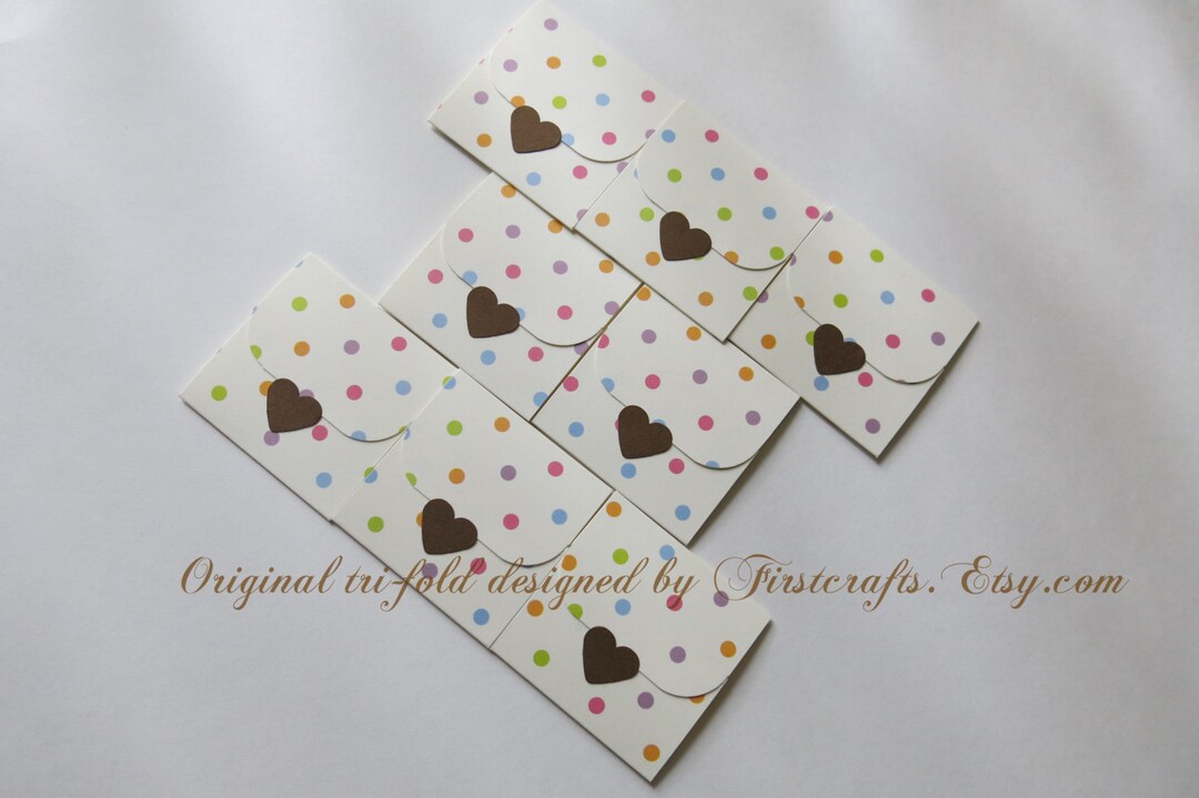 Mini Note Cards Small Cards Mini Notecards Polka Dot Tri-fold Envelope ...