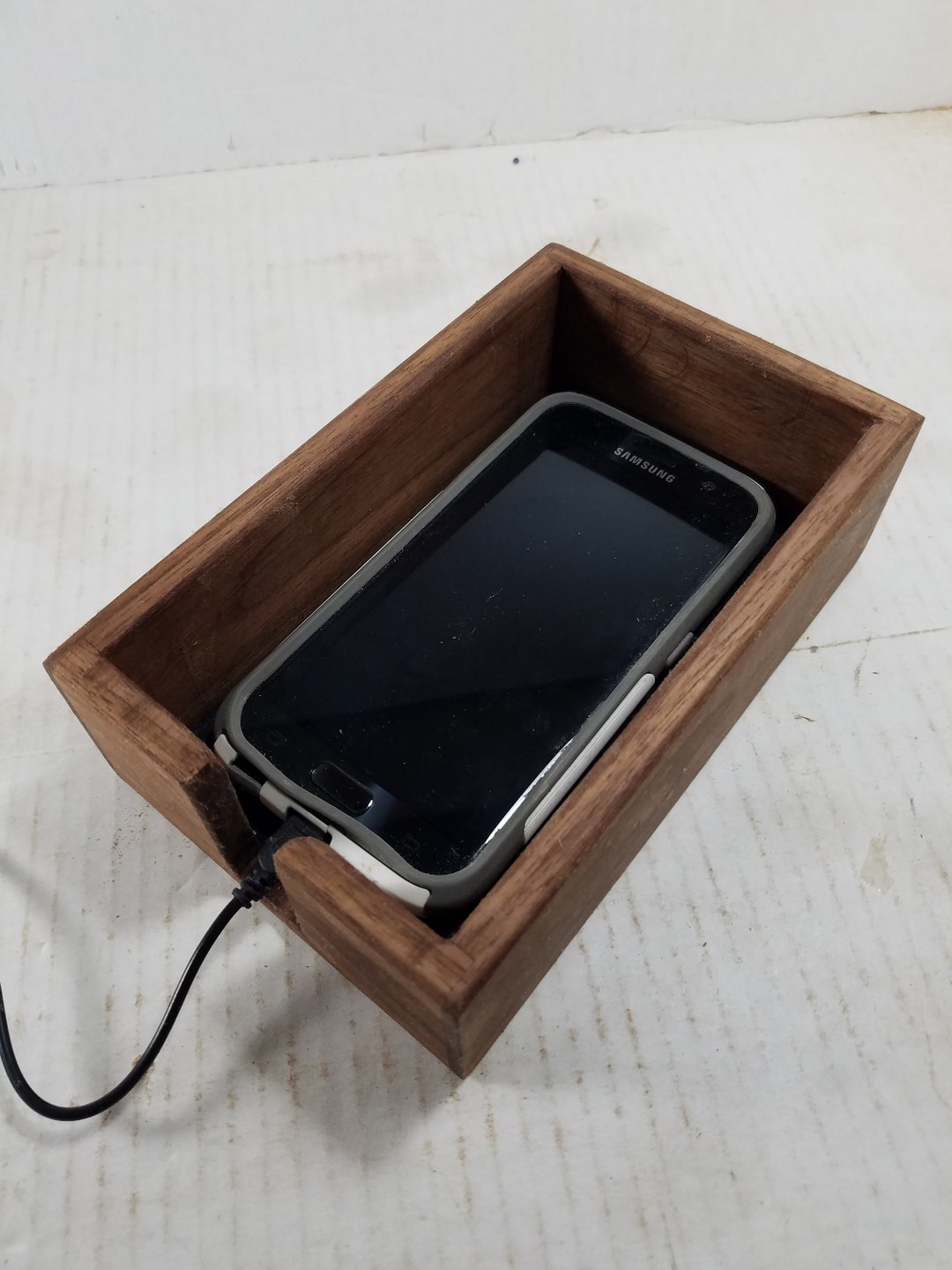 Cell Phone Holder, Box With Charge Cable Slot BX0334-11 - Etsy