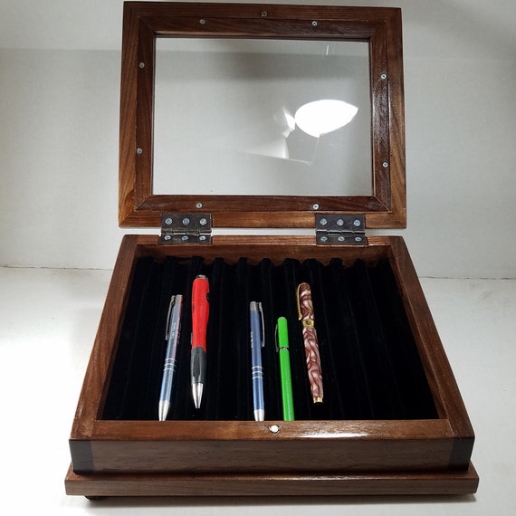 10P Solid Black Walnut Wood Slant Top Wood Pen Box OP0388 St - Etsy
