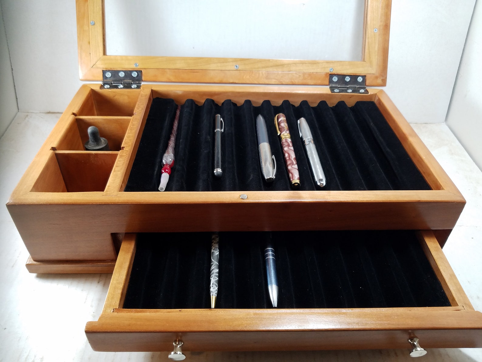 20pi Solid Cherry Wood 20-pen Case With Ink Bottle Storage OP0435 ...