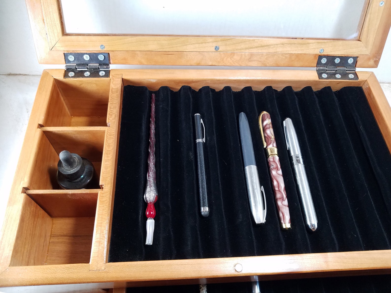 20pi Solid Cherry Wood 20-pen Case With Ink Bottle Storage OP0435 ...