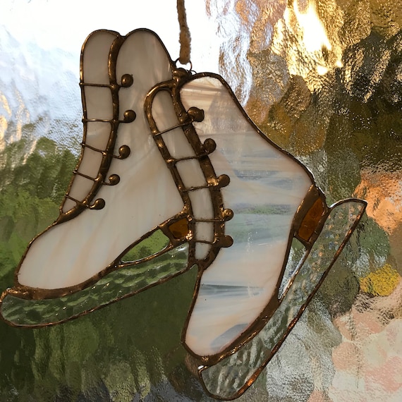 Ice Skates.........stained Glass..........17cm X 16cm | Etsy UK