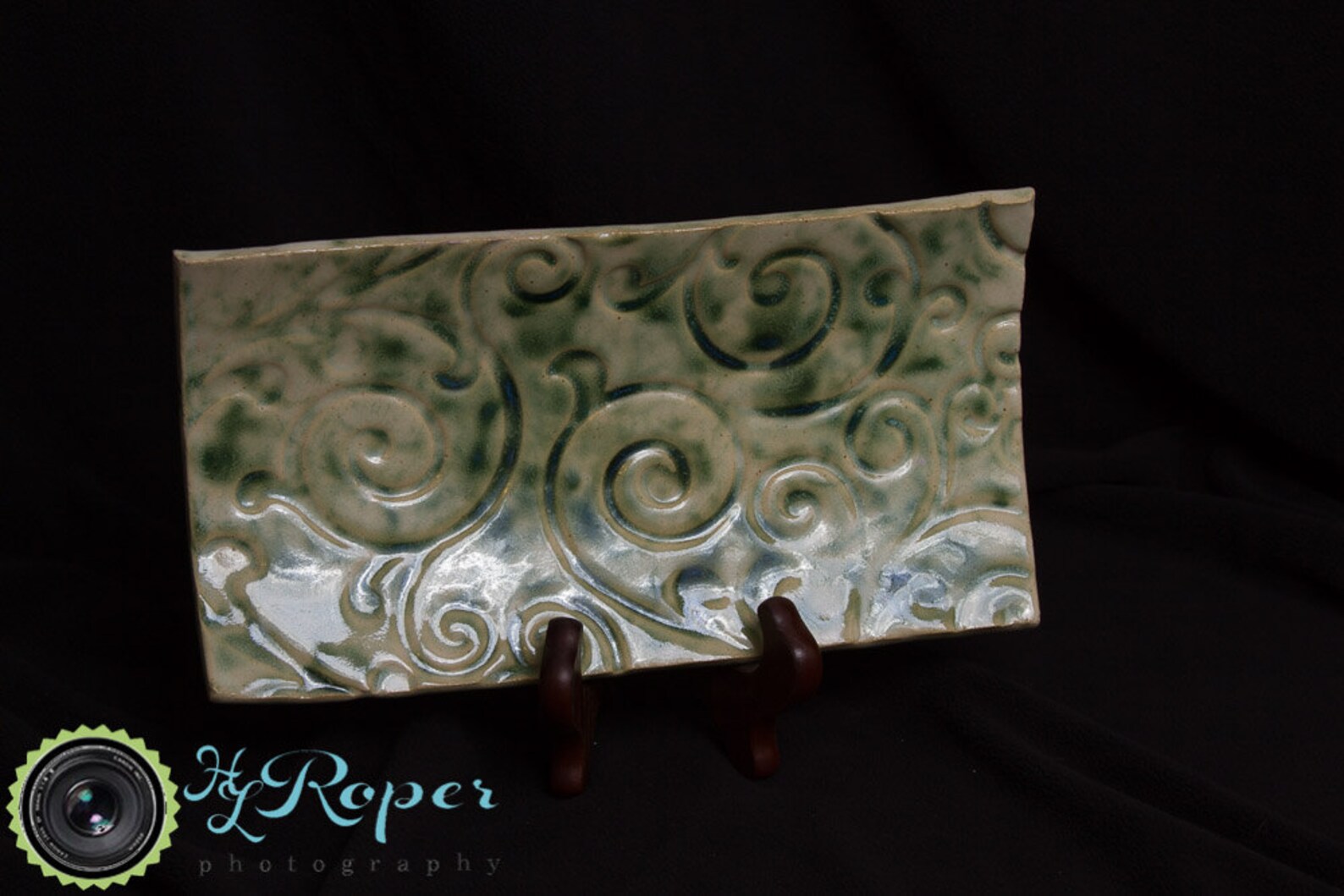 Handmade Gift Idea, Ceramic Jewelry Dish, Green Centerpiece, Christmas ...