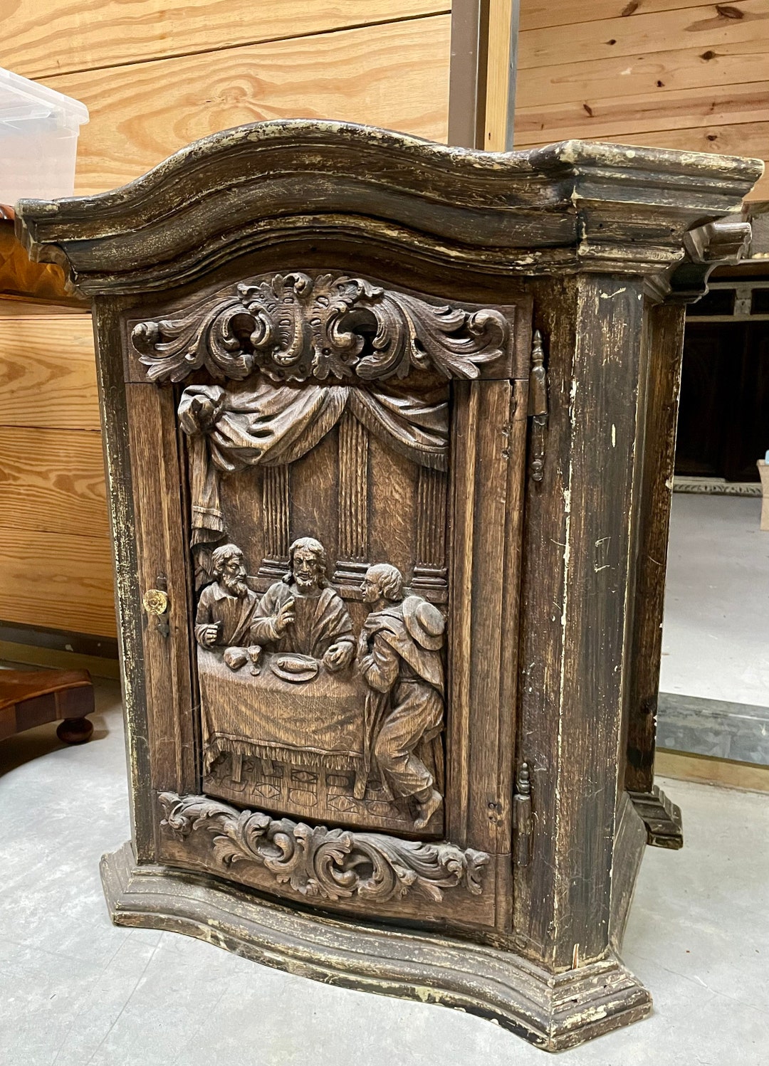 19th Century Gothic Religious Reliquary Cabinet - Hand Carved Detail ...