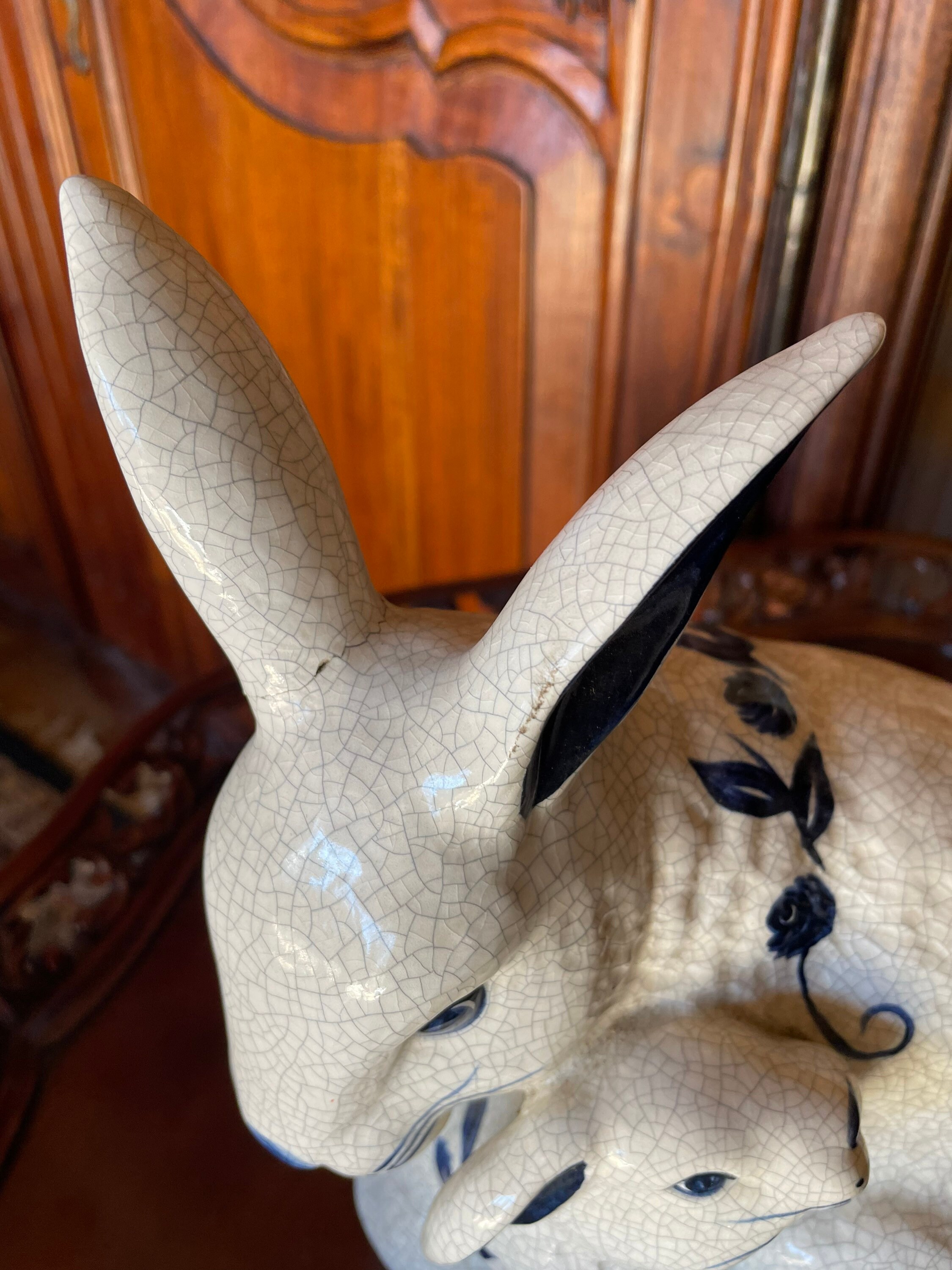 Antique French Crackle Glazed Ceramic Rabbits/ Bunny Figurines - Etsy