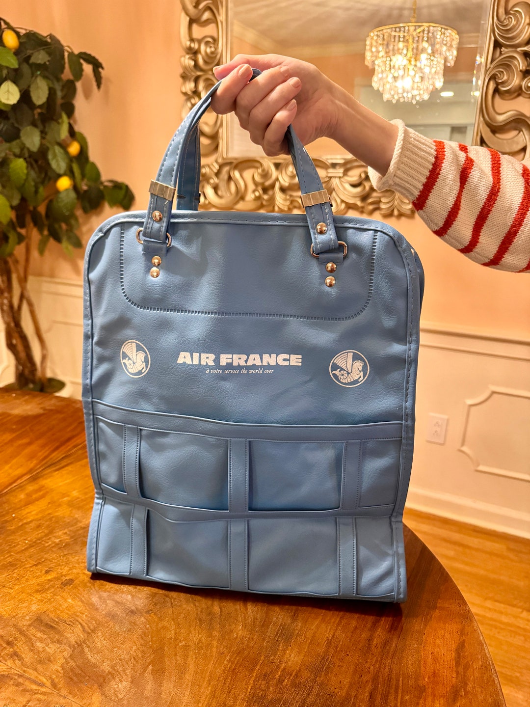 Great Condition Vintage 1960s Air France Blue Overnight Travel Bag - Etsy