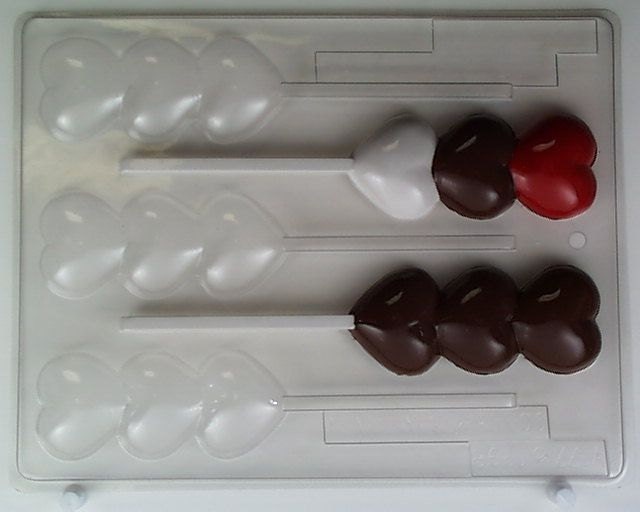 Three Rounded Hearts Stacked Vertically V177 Chocolate Candy - Etsy