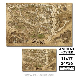 The Shire Map - Original Lotr 11x17 24x36 Poster - Lord of the Rings ...