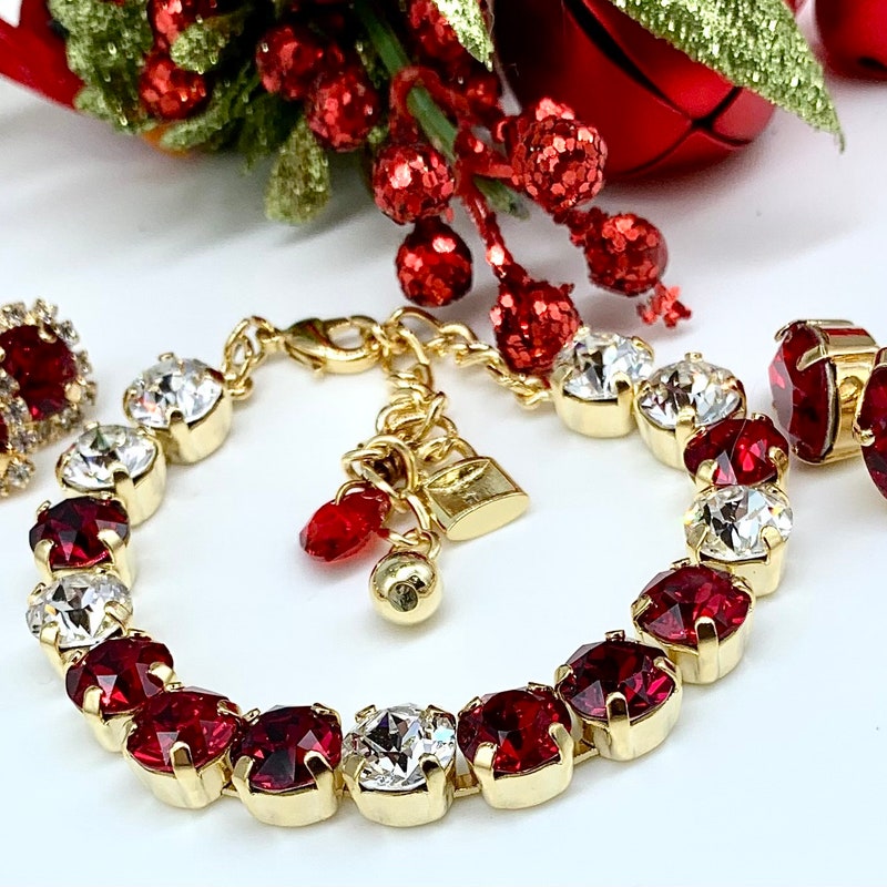 Red Swarovski Earrings - Etsy