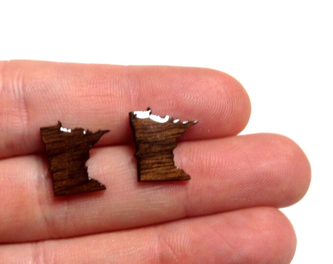 MINNESOTA State Earring Studs Wood Earring Studs Wood Laser - Etsy