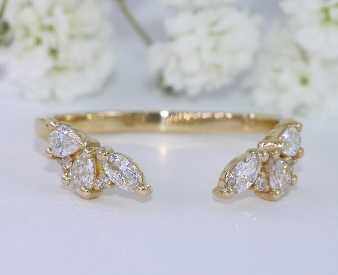 Open Cuff Natural Diamond Cluster Ring Custom Made - Etsy