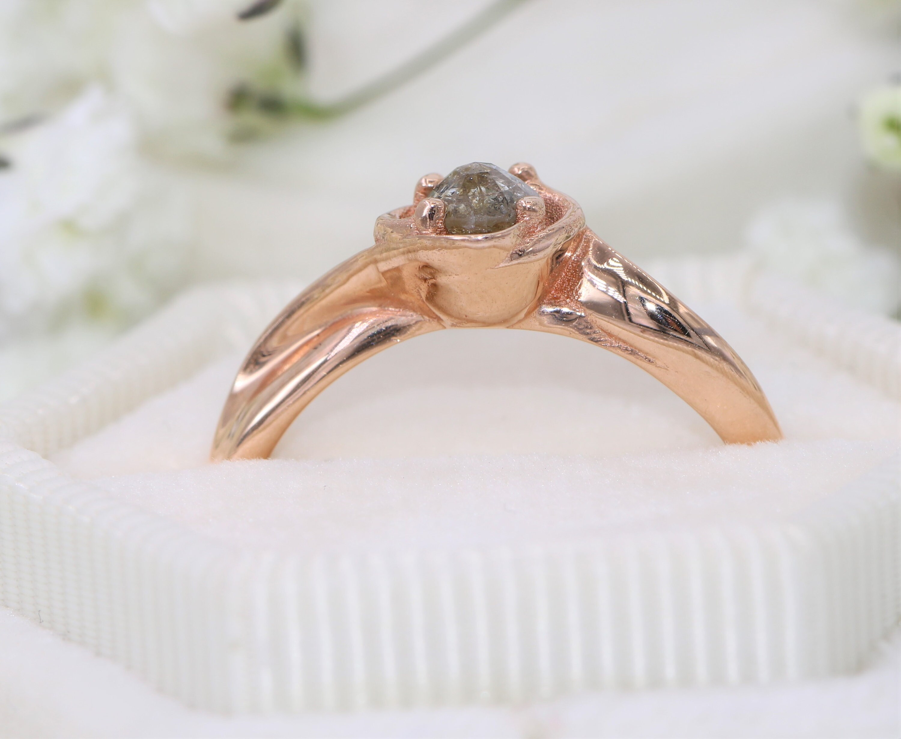 Raw Gemstone Ring, Rustic Gray Diamond Ring, Alternative Engagement ...