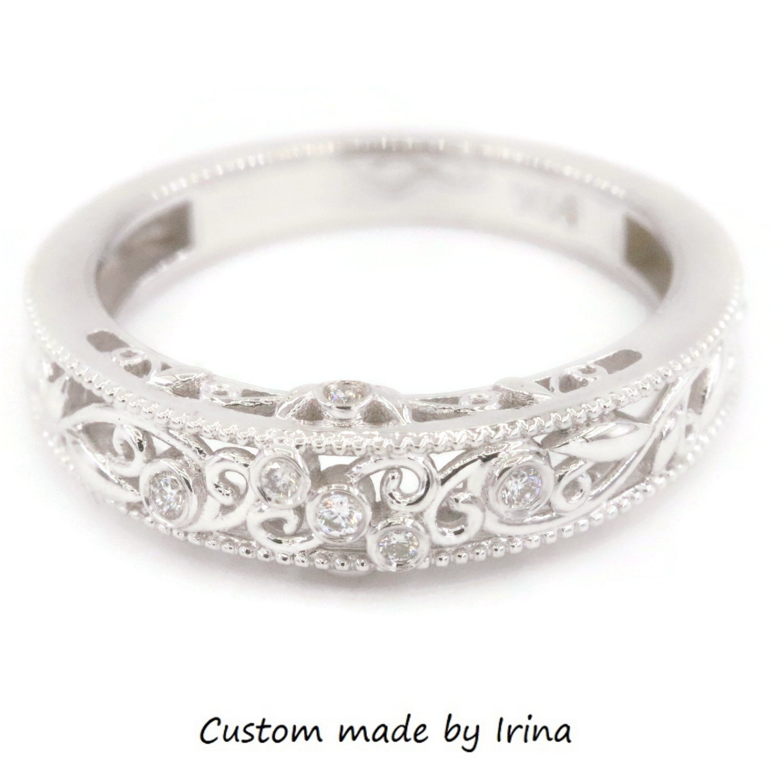 Rustic Vine Leaf Scroll-work Filigree Wedding Ring - Etsy