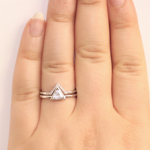 Trillion Cut Diamond Engagement Ring Modern Wedding Ring Set | Etsy