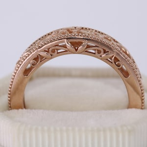 Milgrain Leaf Vine Scroll Pattern Filigree Rustic Wedding Ring Custom ...
