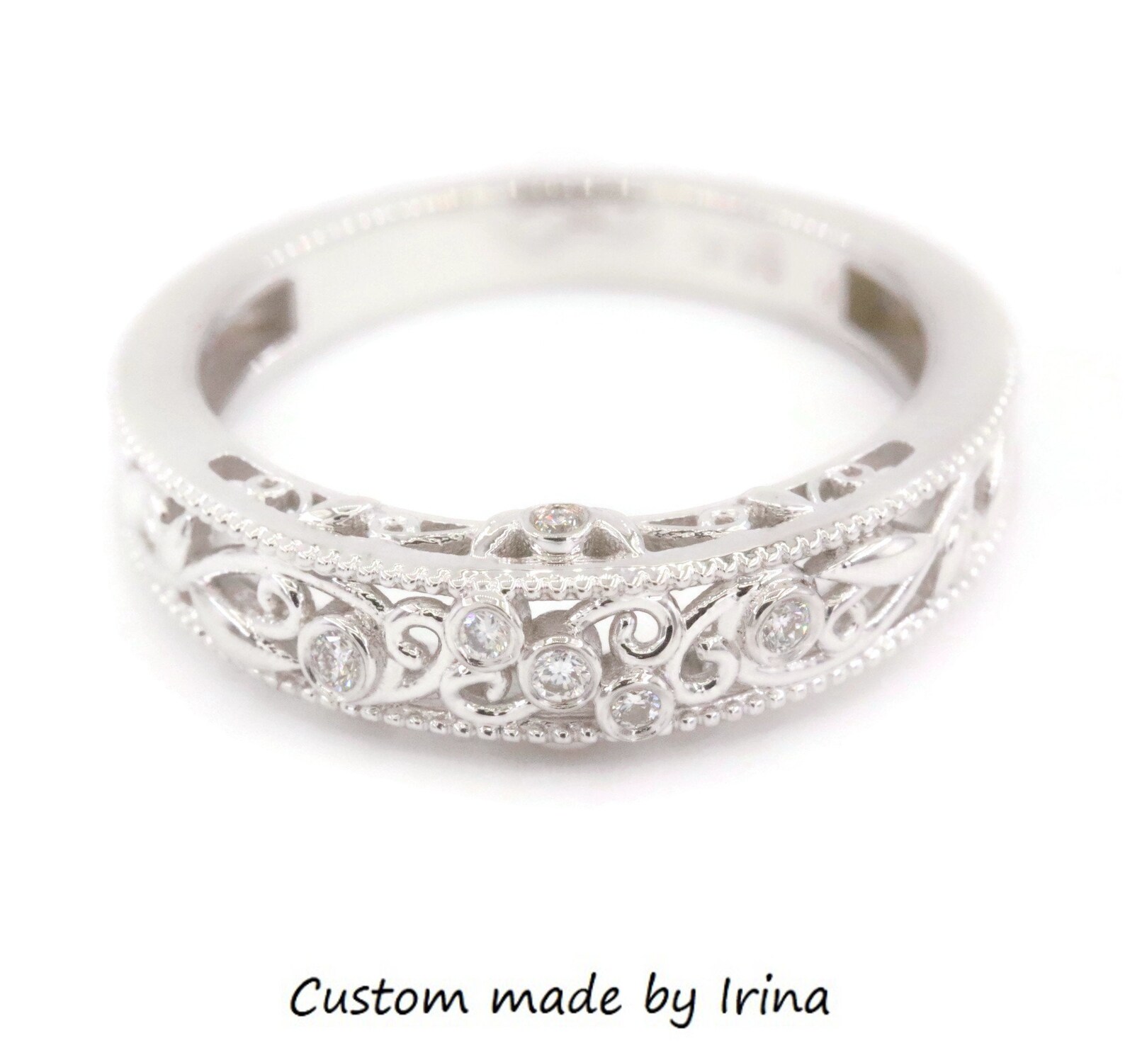 Rustic Vine Leaf Scroll-work Filigree Wedding Ring - Etsy