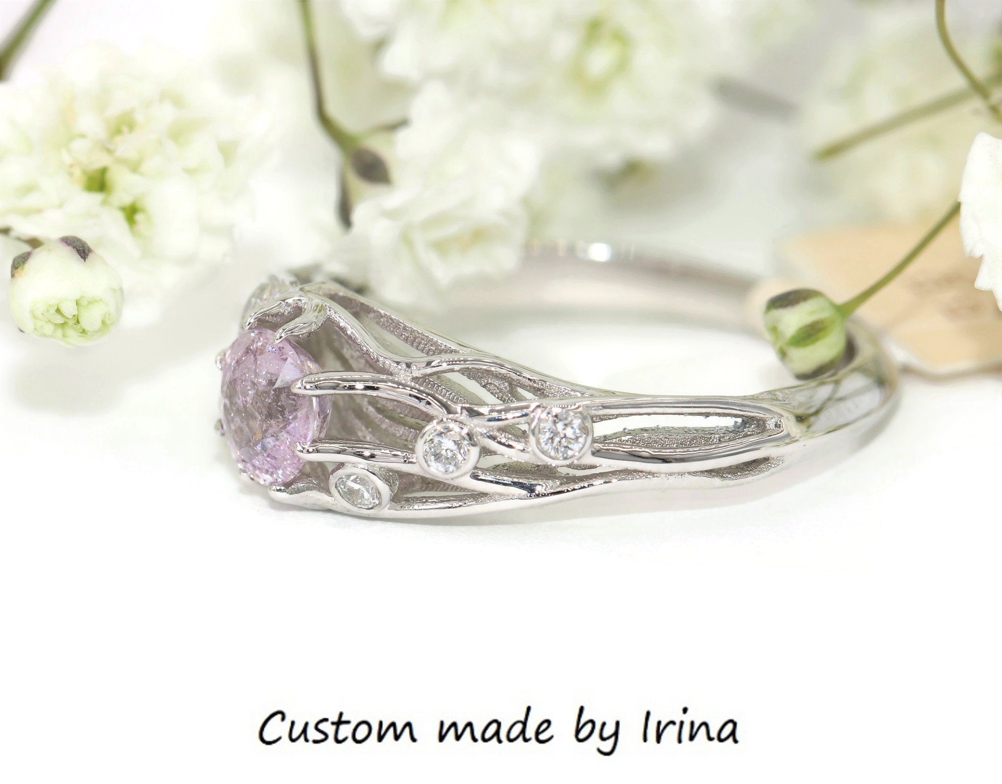 Twig Rustic Ring, Pink Sapphire Unique Nature Inspired Ring, Ethereal ...