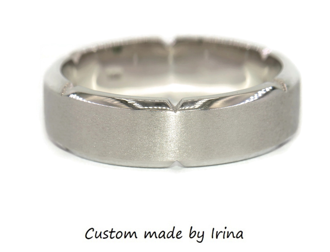 Beveled Cut Out Edges Men Wedding Band With Satin Finish 8 Mm Wide - Etsy