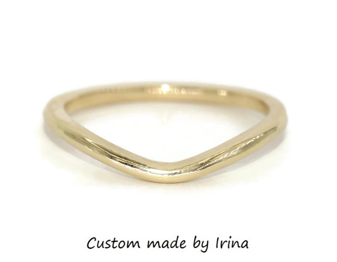 Curved U Shape Dome Plain Gold Wedding Band Custom Made - Etsy