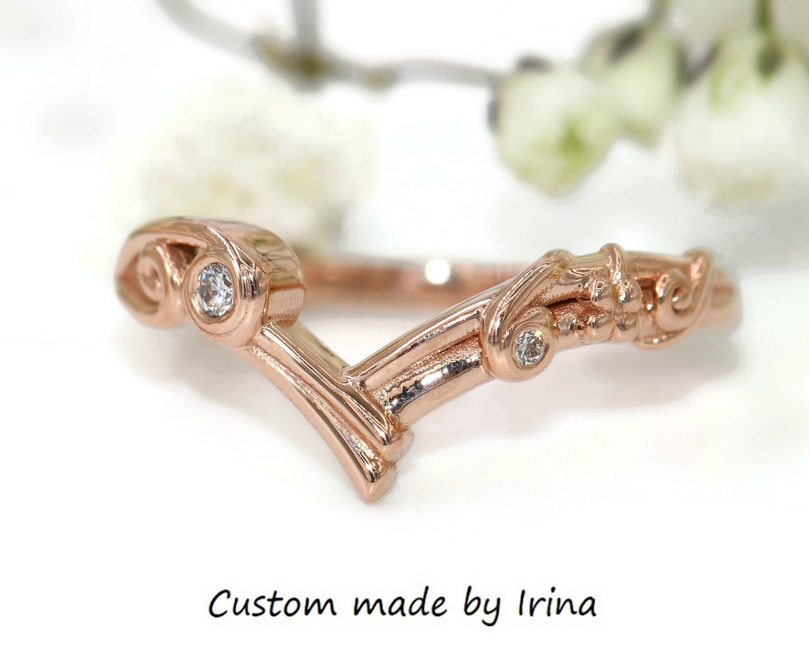 Chevron Leaf Rustic Wedding Band - Etsy