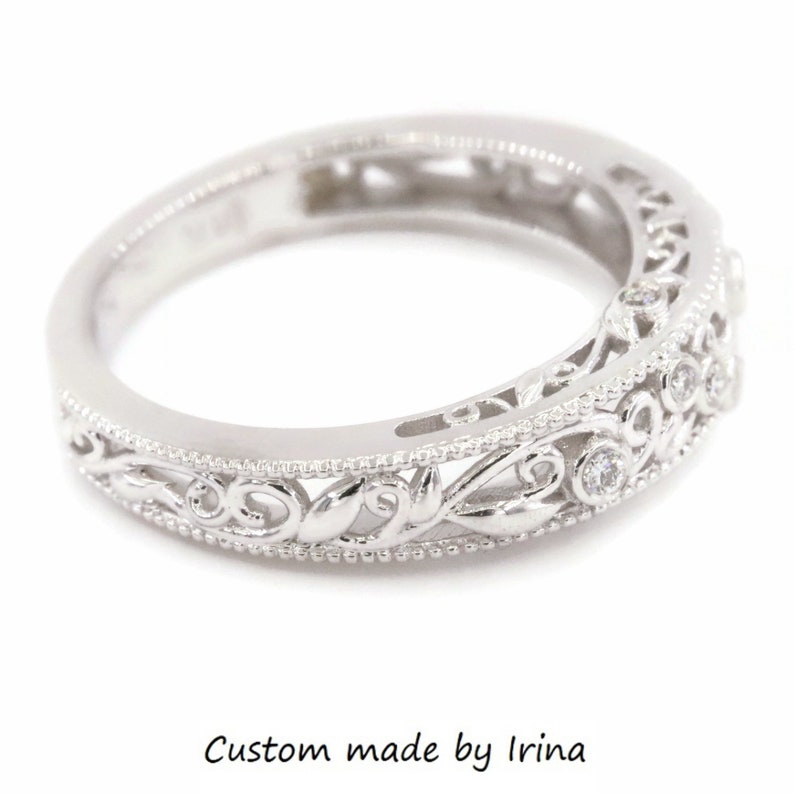Rustic Vine Leaf Scroll-work Filigree Wedding Ring - Etsy