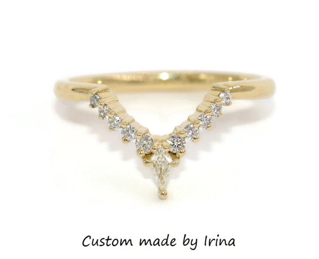 Chevron V Shape Kite Diamond Wedding Band - Etsy