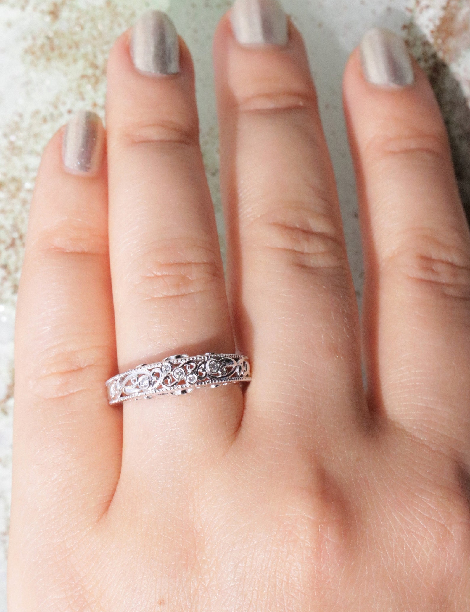 Rustic Vine Leaf Scroll-work Filigree Wedding Ring - Etsy