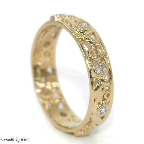 Rustic Vine Leaf Scroll-work Filigree Wedding Ring - Etsy