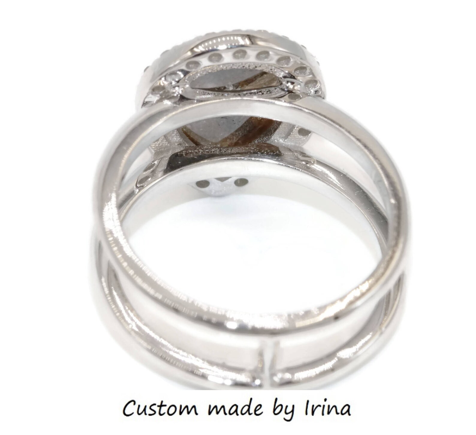 Pear Rose Cut Rustic Diamond Engagement Ring Grey Diamond - Etsy