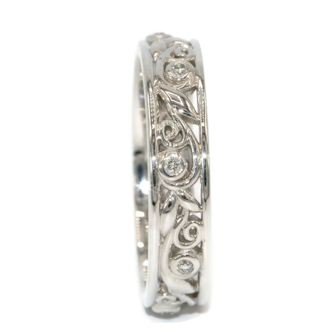 Leaf Vine Scroll Pattern Wedding Eternity Ring Diamond Nature - Etsy